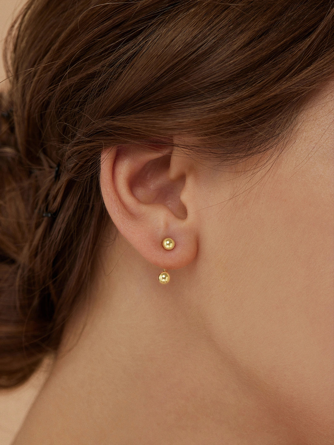 18K Gold Double Ball Ear Jacket – OOTDY
